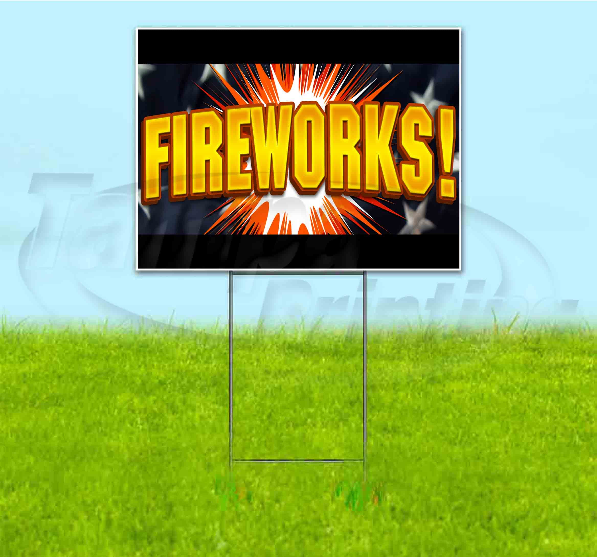 Fireworks (18" x 24") Yard Sign, Includes Metal Step Stake - Walmart.com