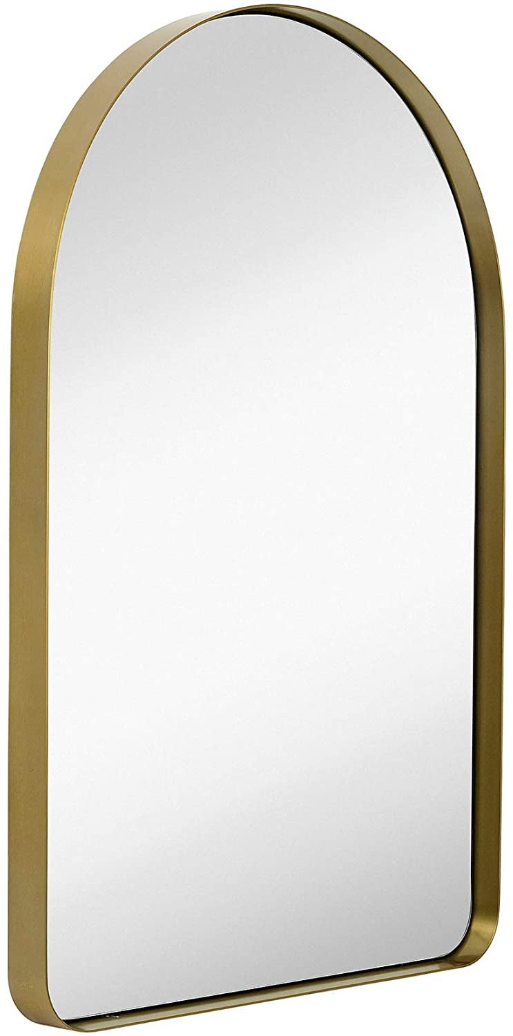 Hamilton Hills Contemporary Brushed Gold Metal Wall Mirror Glass Panel ...