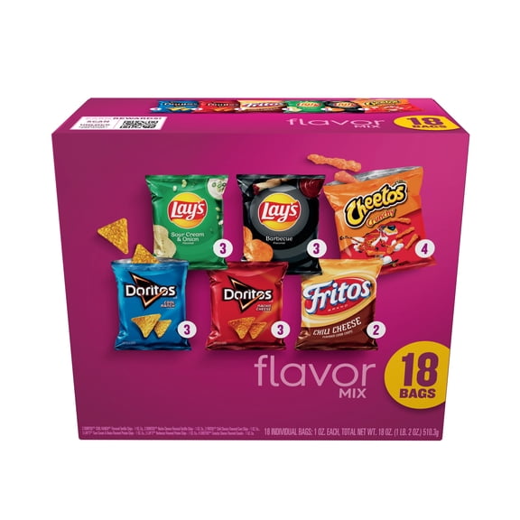 Frito-Lay Classic Mix Variety Pack, 1 oz, 18 Count, Chips, Snacks ...