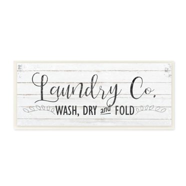 Stupell Industries Vintage Laundry Sign Cursive Typography, 10 x 24 ...