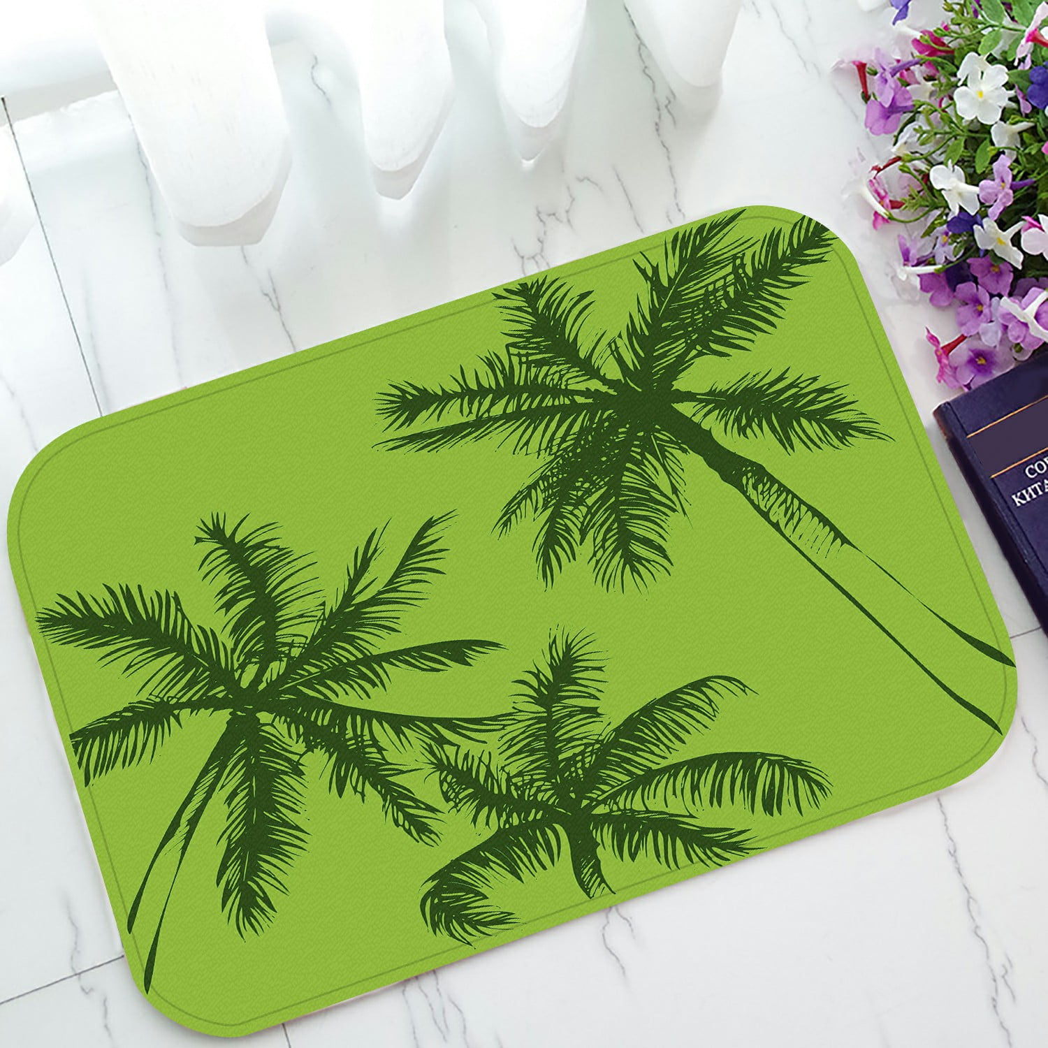 ABPHQTO Tropical Palm Tree Silhouette Doormat Entrance Rug Area Rug ...