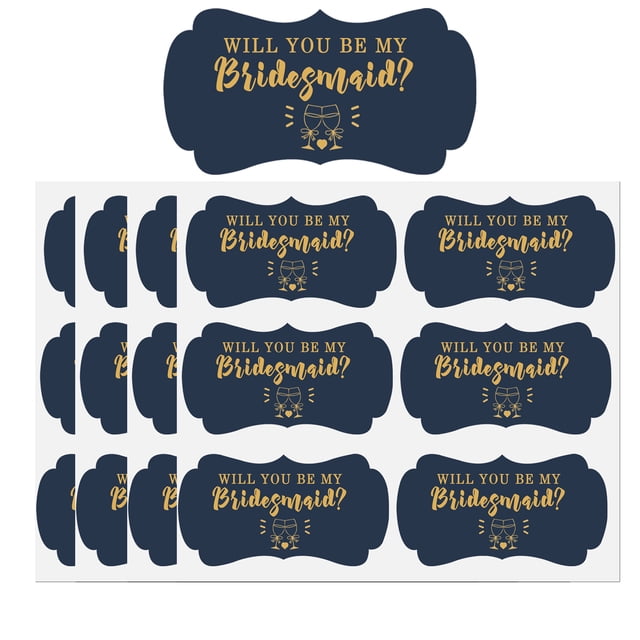 Will You Be My Bridesmaid Labels,Blue Bridesmaid Invitations,Wedding ...