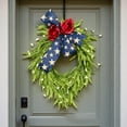 40cm Independence Day Rose Ribbon Wreath Red White Blue Bow Outdoor ...