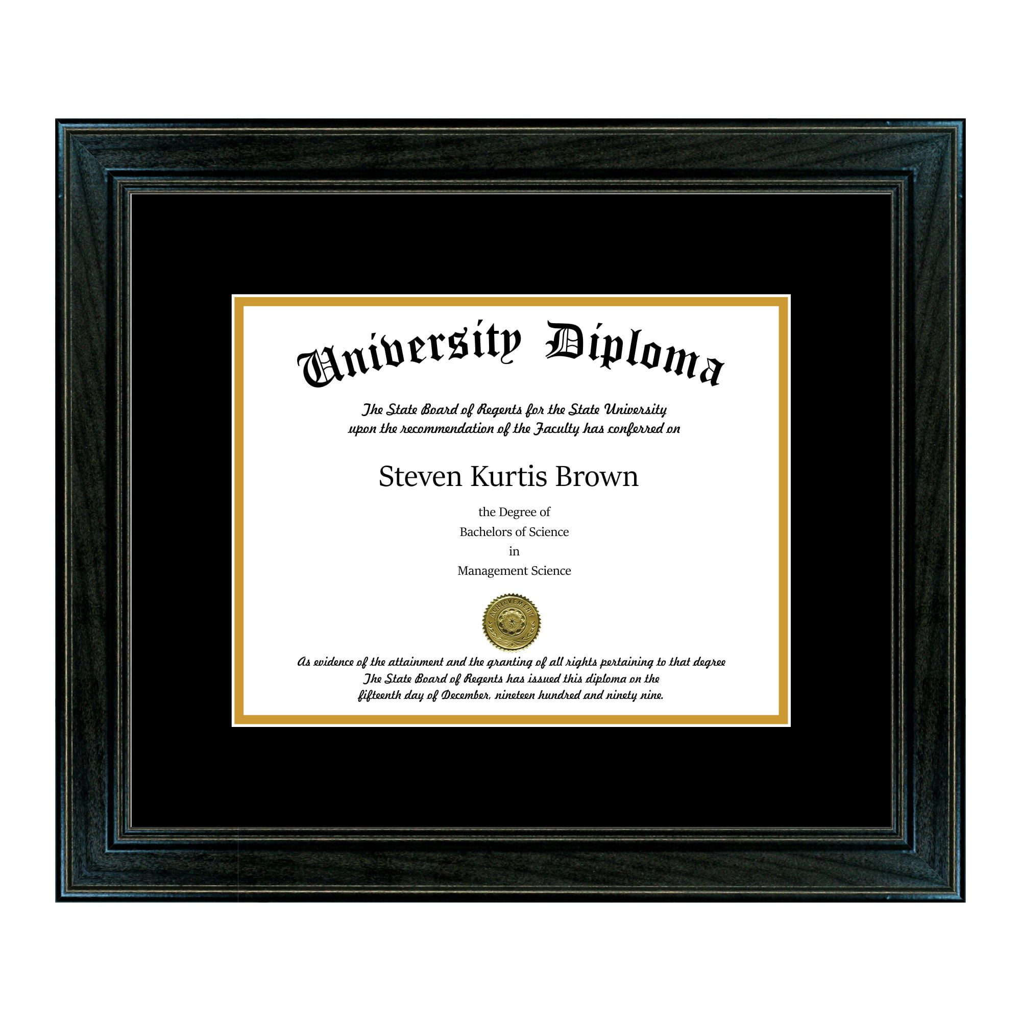 Single Diploma Frame with Double Matting for 14" x 11" Tall Diploma ...