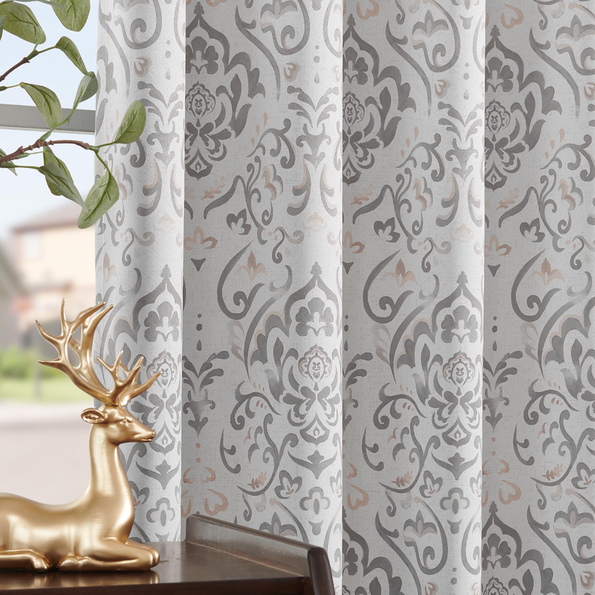 Click here for Curtainking 100 Blackout Curtains 96 In Grey Flora... prices