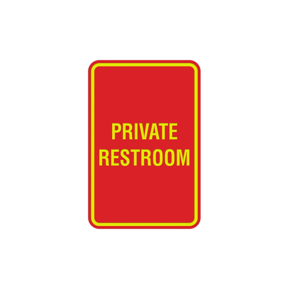 Portrait Round Private Restroom Sign (Red/Yellow) - Large 6" x 8 ...