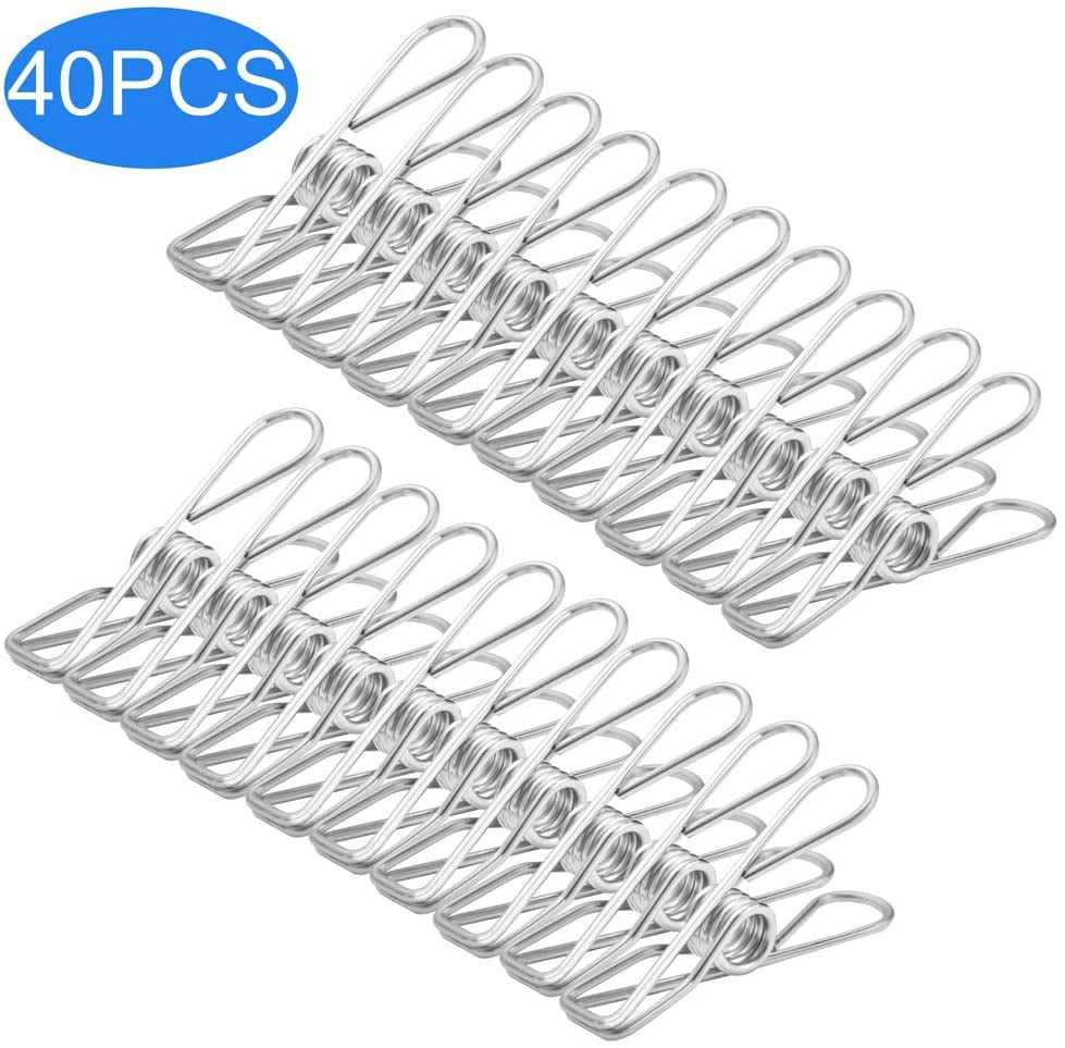 40PCS Stainless Steel Clothes Pins, 2 Inch Strong Grip Durable ...