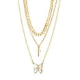 Jessica Simpson Women's Butterfly and Cross Layered Necklace - Walmart.com