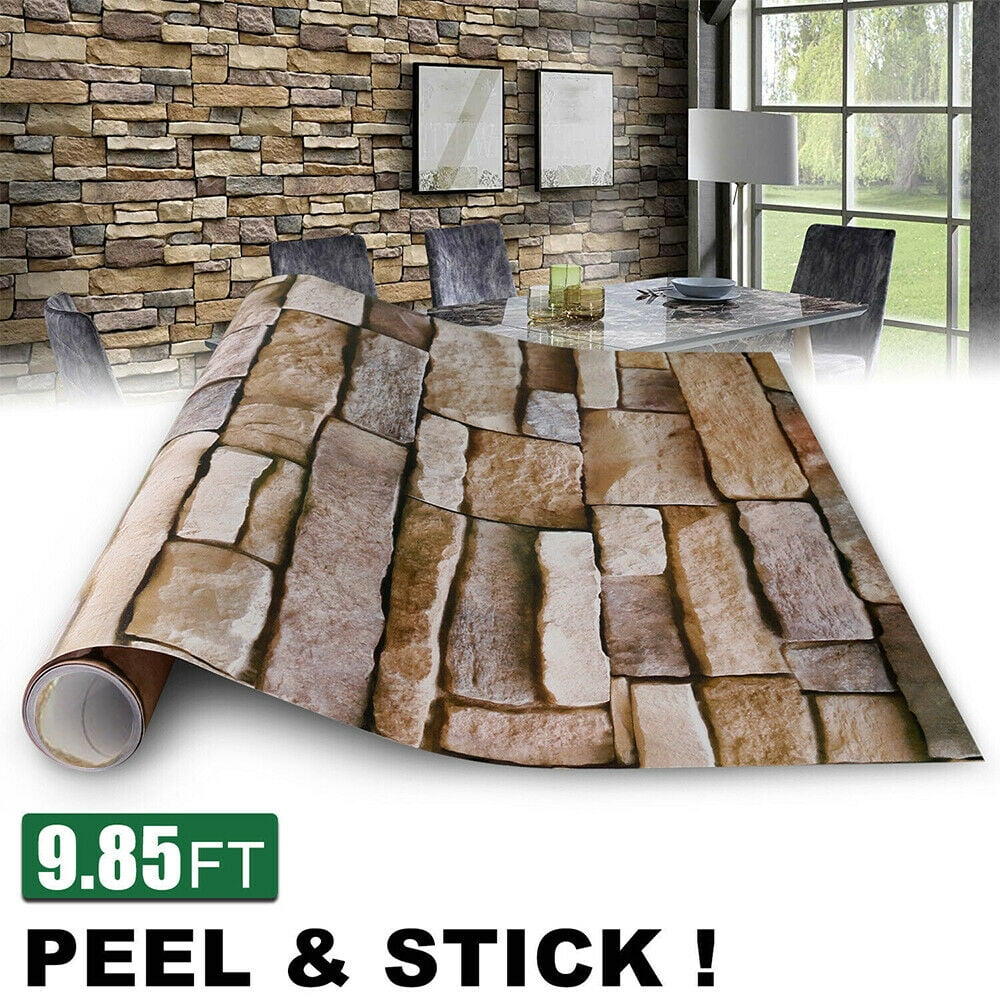 JLLOM Stone Brick Wallpaper Rock Self-Adhesive Contact Paper Peel And ...