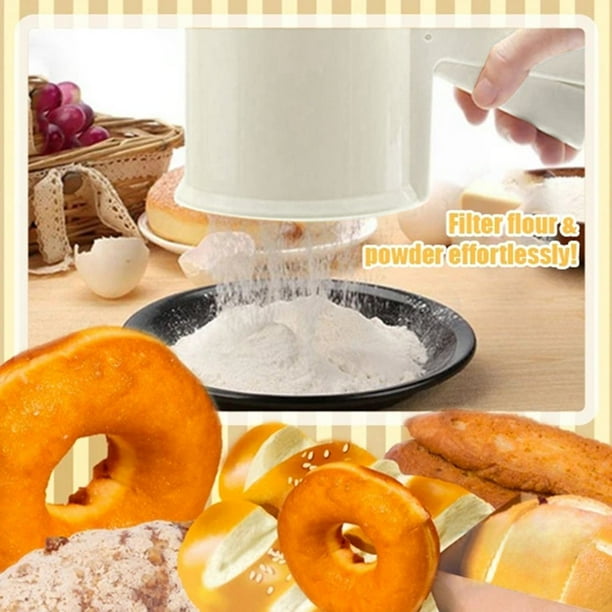 Fine Mesh Handheld Flour Sieve Semi Automatic Handy Flour Filter Baking ...