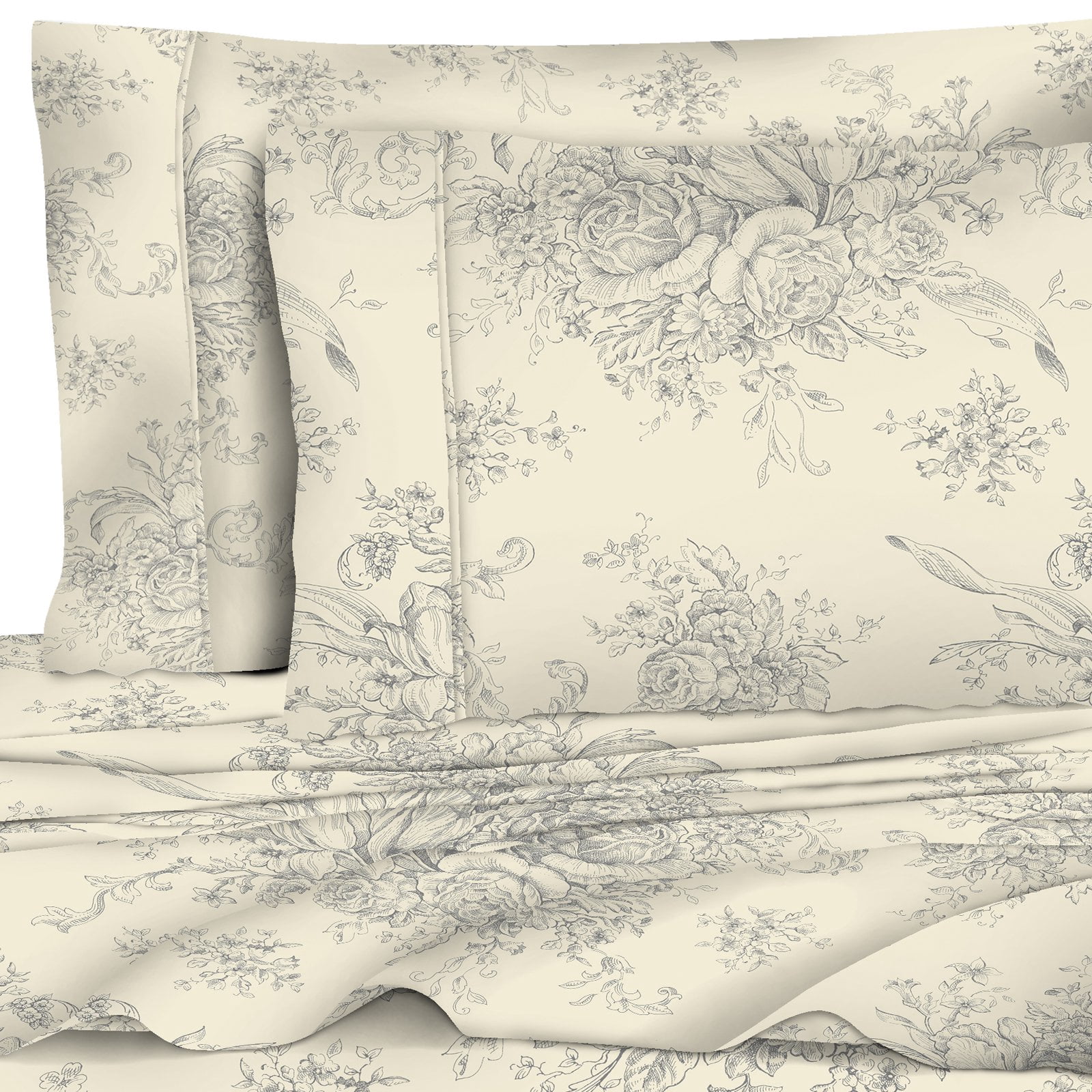 400 Thread Count Cotton Toile Sheet Set by Melange Home - Walmart.com