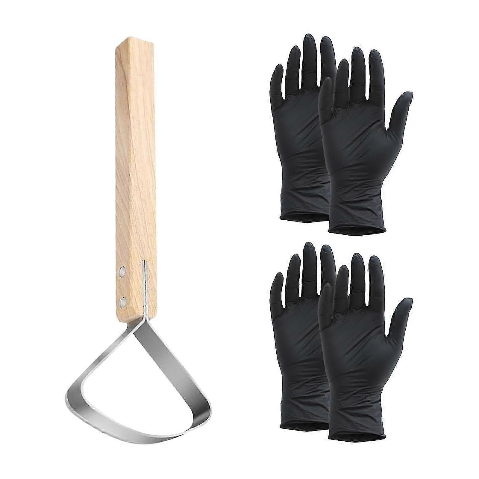 Leather Craft Scraper Fleshing Tool with Gloves Wood Handle Leather ...