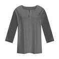 Augper Plus Size Tops For Women Sexy V Neck Blouse Solid Casual Loose Summer 34 Sleeve Blouse