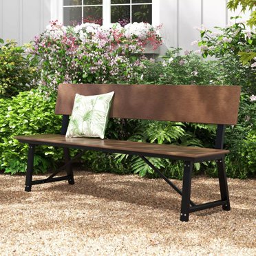 Costway 2PCS Outdoor HDPE Bench with Metal Frame 47'' x 14'' x 16'' for ...