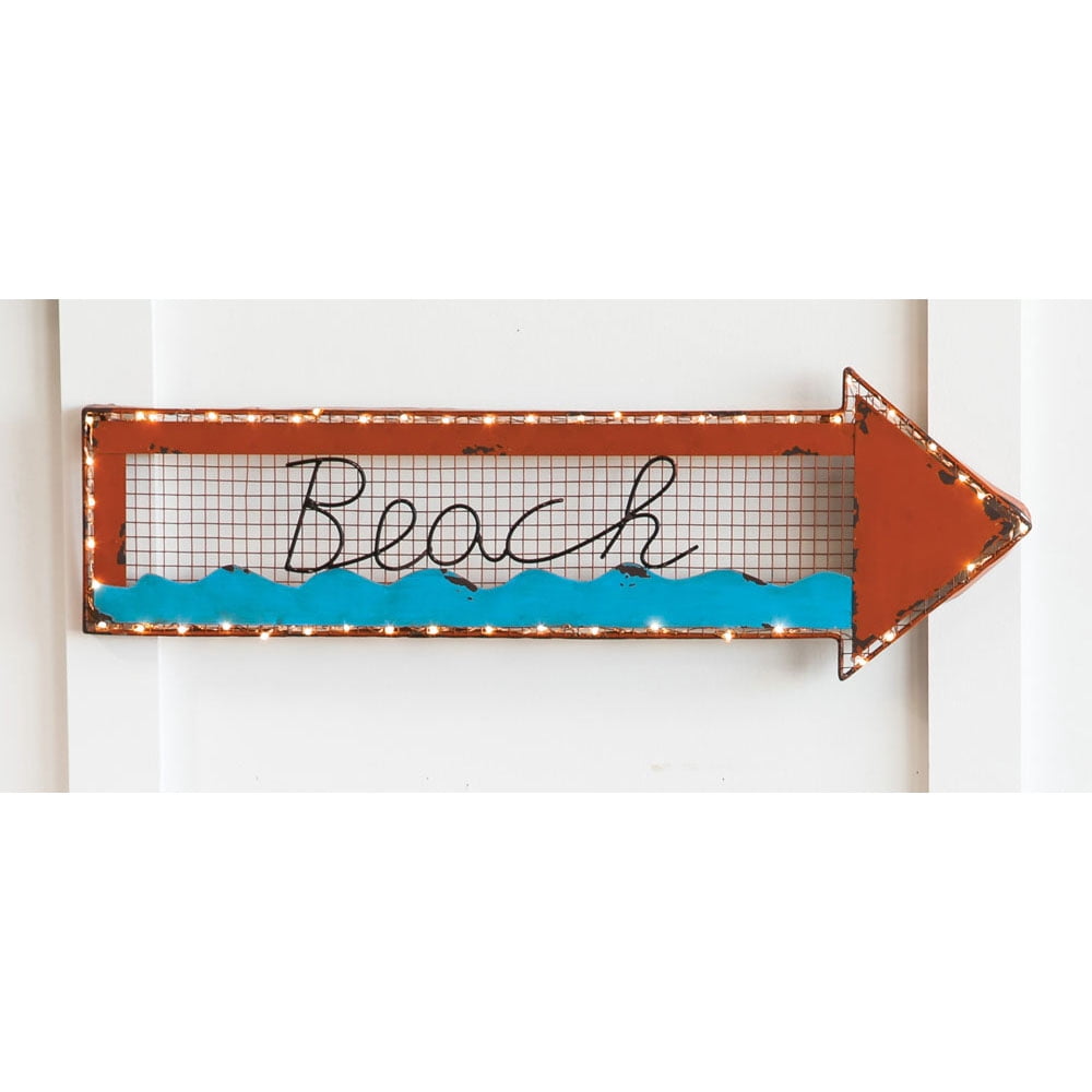 To The Beach Arrow Light Up LED Metal Wall Sign - Walmart.com