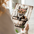 8x12 Inches Red Fox Bathing in Wooden Tub with Flower Crown Rustic Wall ...