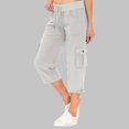 2026 Women's Summer Capri Pants, Solid Color Pocket Drawstring, Slacks ...