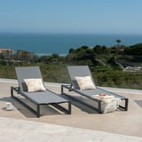 GDF Studio Mottetta Outdoor Mesh and Aluminum Armless Adjustable Chaise ...