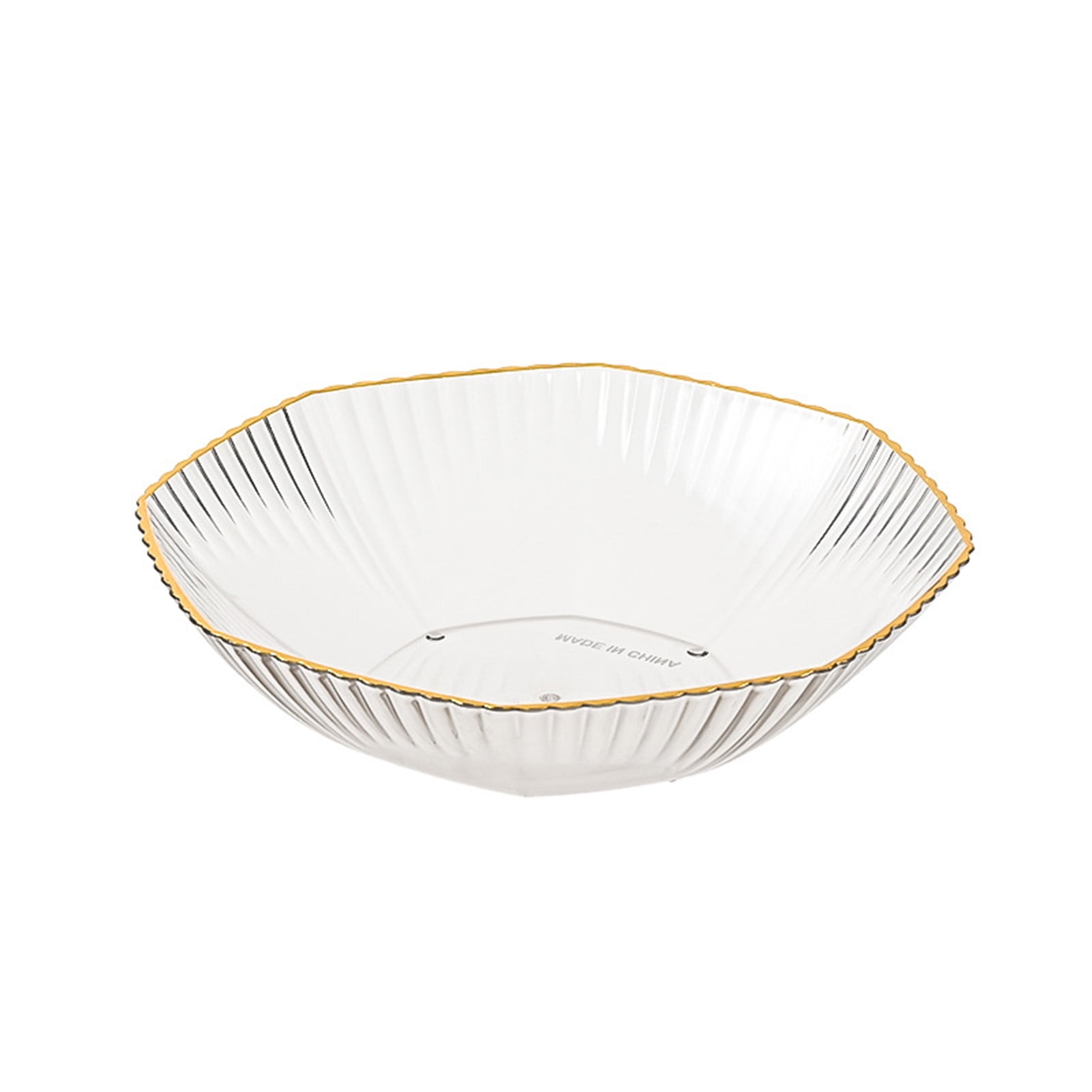 Transparent Fruit Bowl with Golden Edge - Large Capacity, Food Grade ...