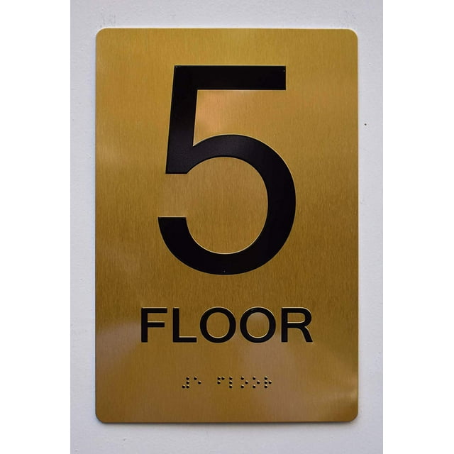 Floor 5 Sign- 5th Floor Sign- Gold(Aluminium, Gold/Black,Size 6X9) The ...