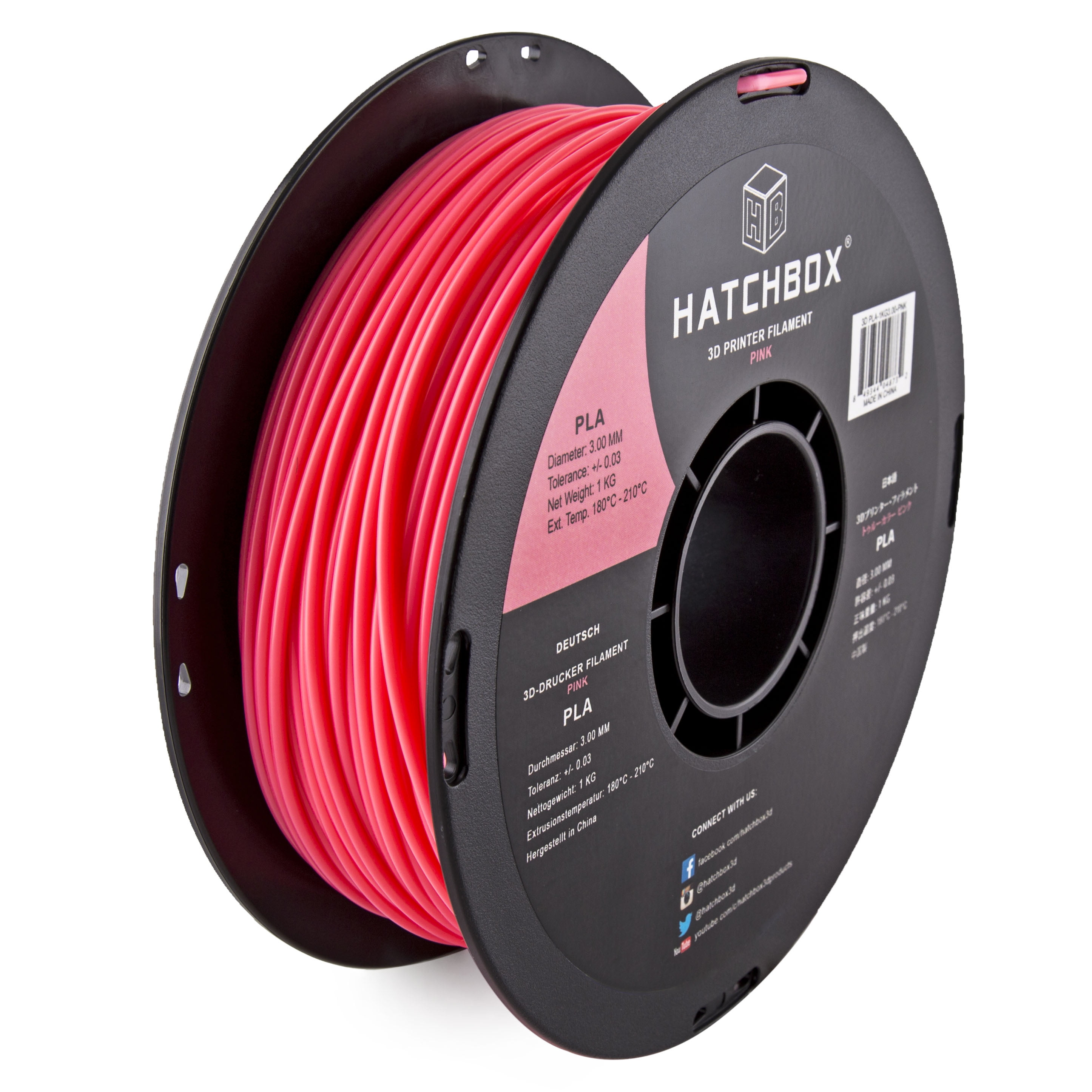 HATCHBOX 3D PLA-1KG3.00-PNK PLA 3D Printer Filament, Dimensional ...