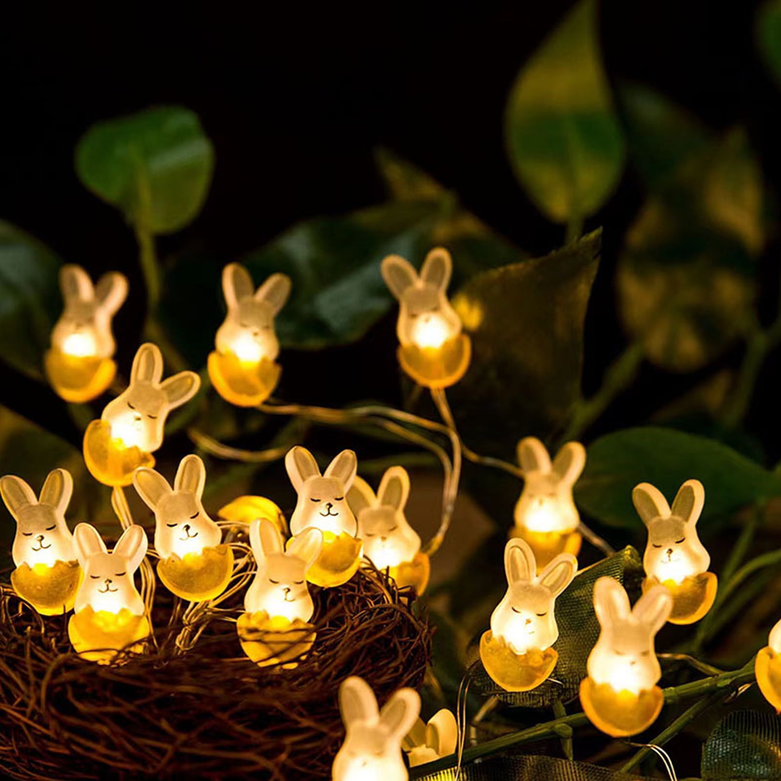 Bunny Carrot String Lights Battery Operated, Easter Decor Spring Rabbit Fairy Lights for Home ...