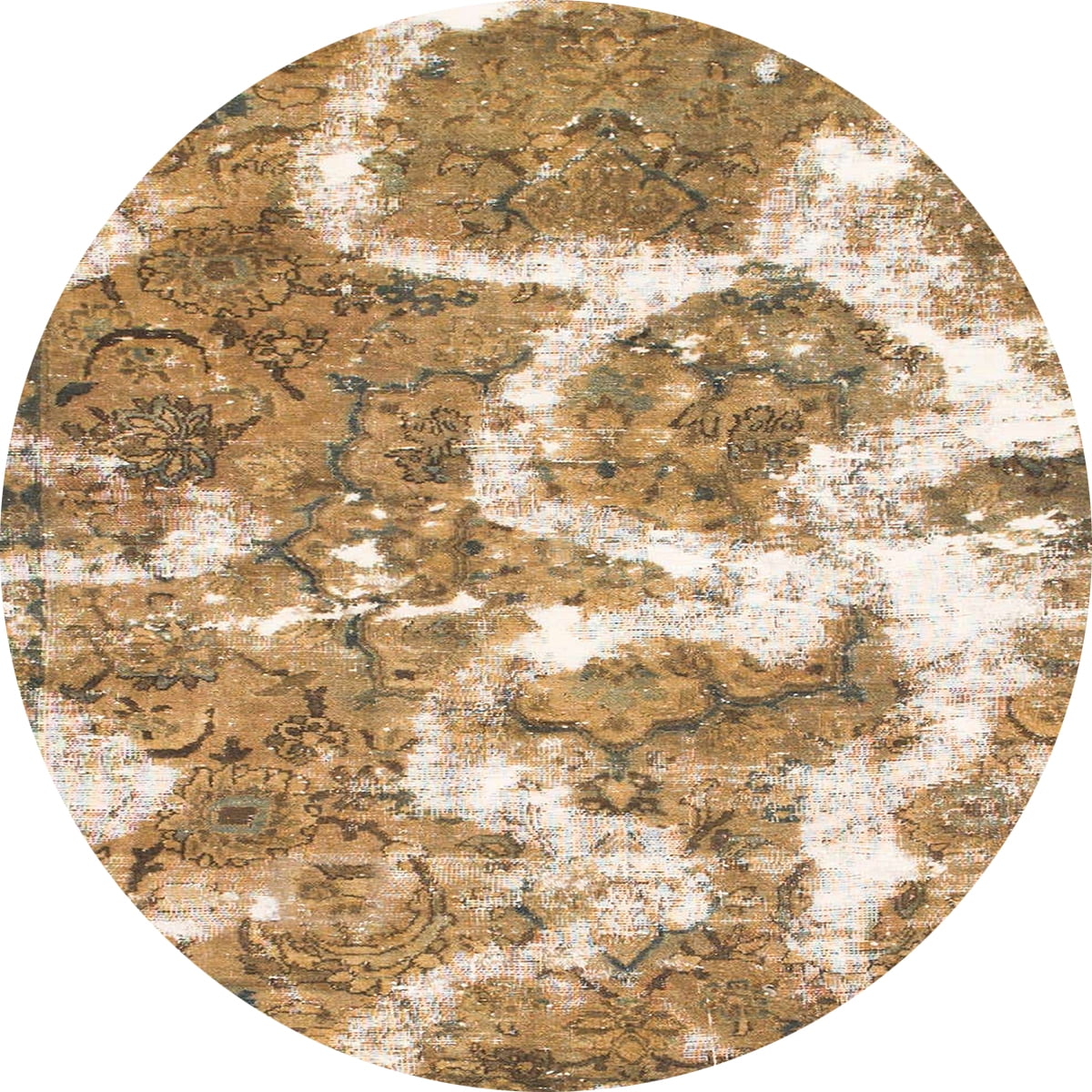 Ahgly Company Indoor Round Abstract Light Brown Abstract Area Rugs, 5 ...