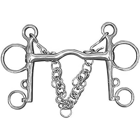 Pelham bit for horses in stainless steel, articulated mouthpiece with ...