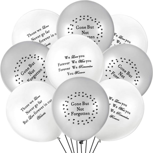 Remembrance Balloon Set - White & Silver Funeral Balloons for ...