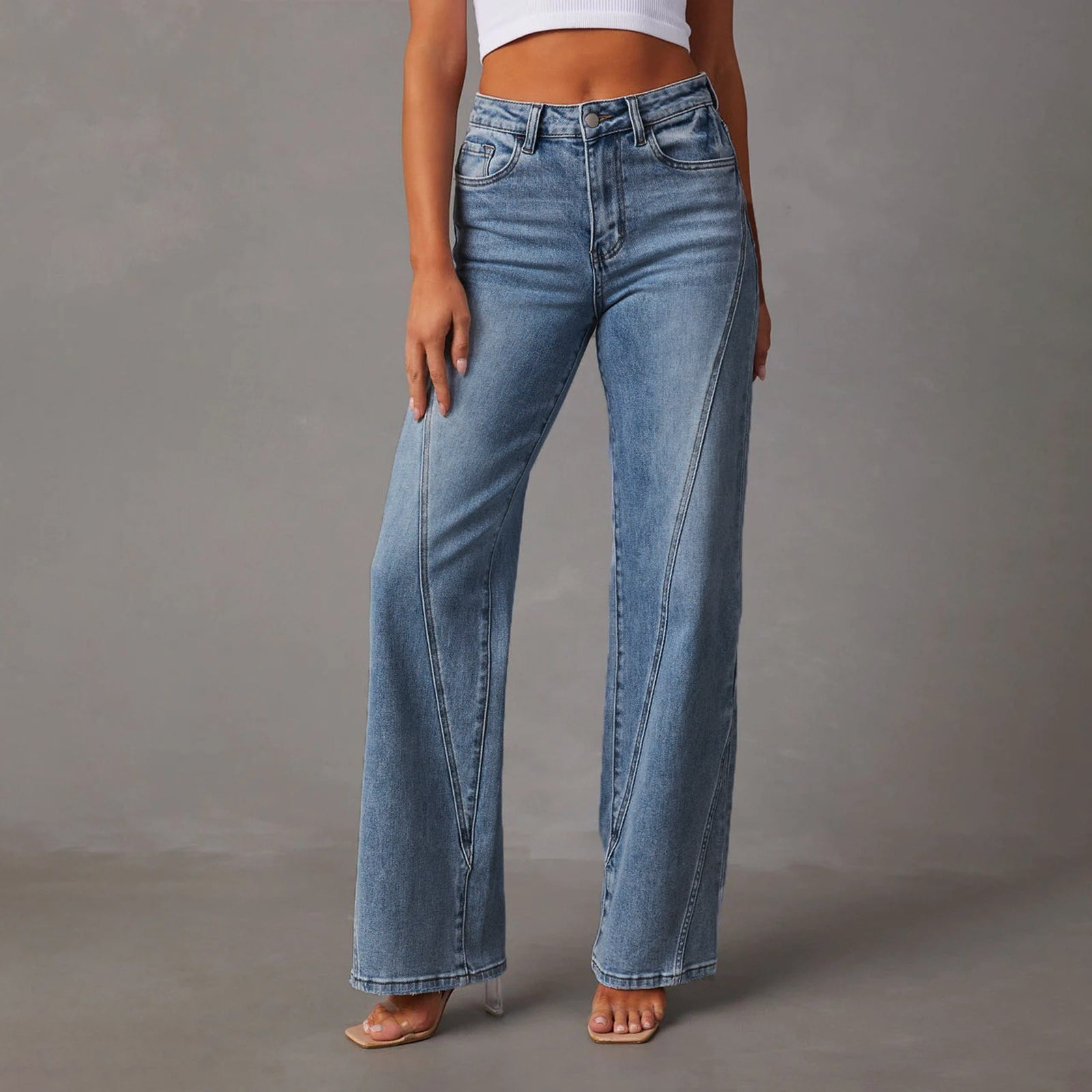 Click here for Bmisegm Fashion Loose Patchwork Wide Leg Womens Je... prices