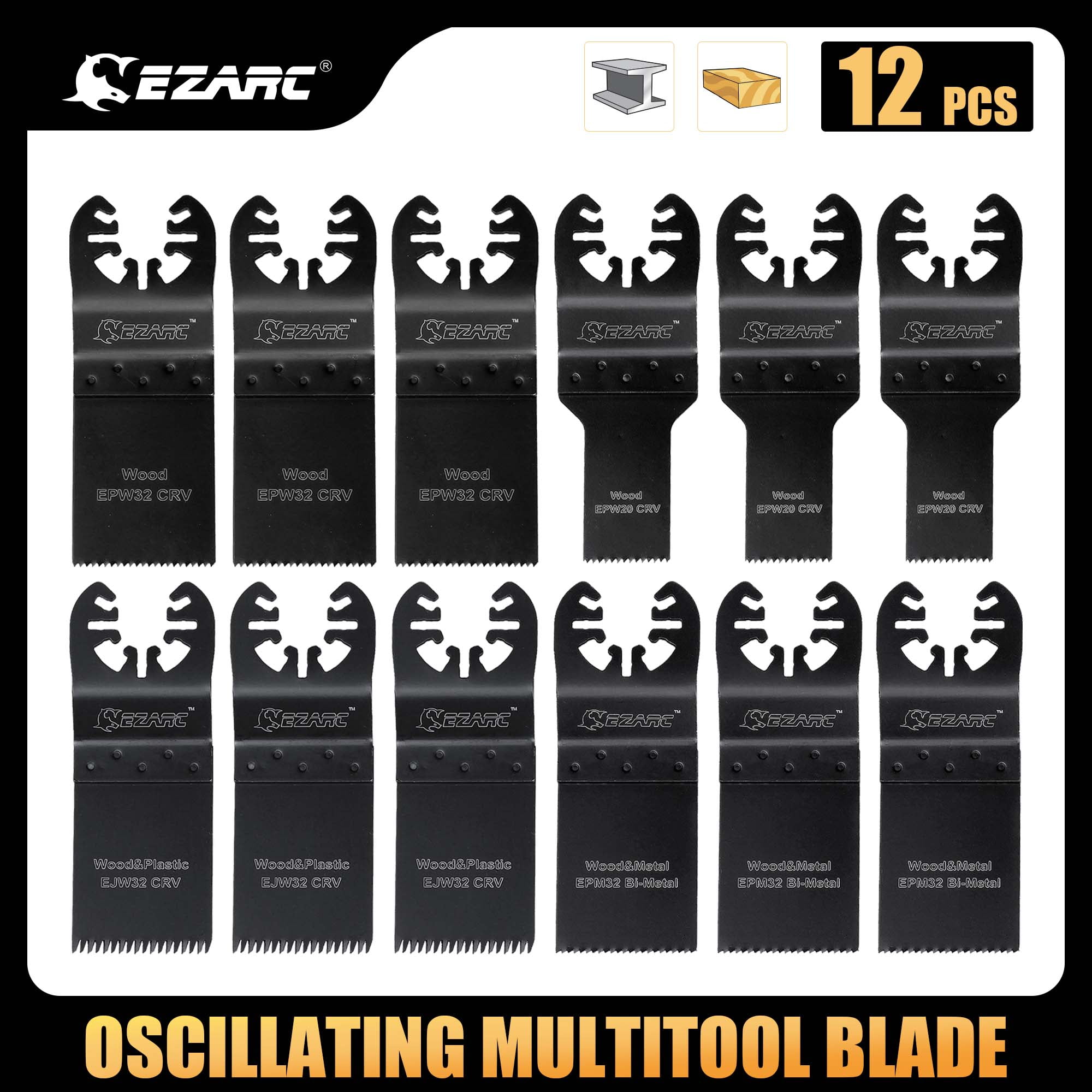 EZARC 12-Piece Oscillating Multitool Blades Set Precision for Wood and ...