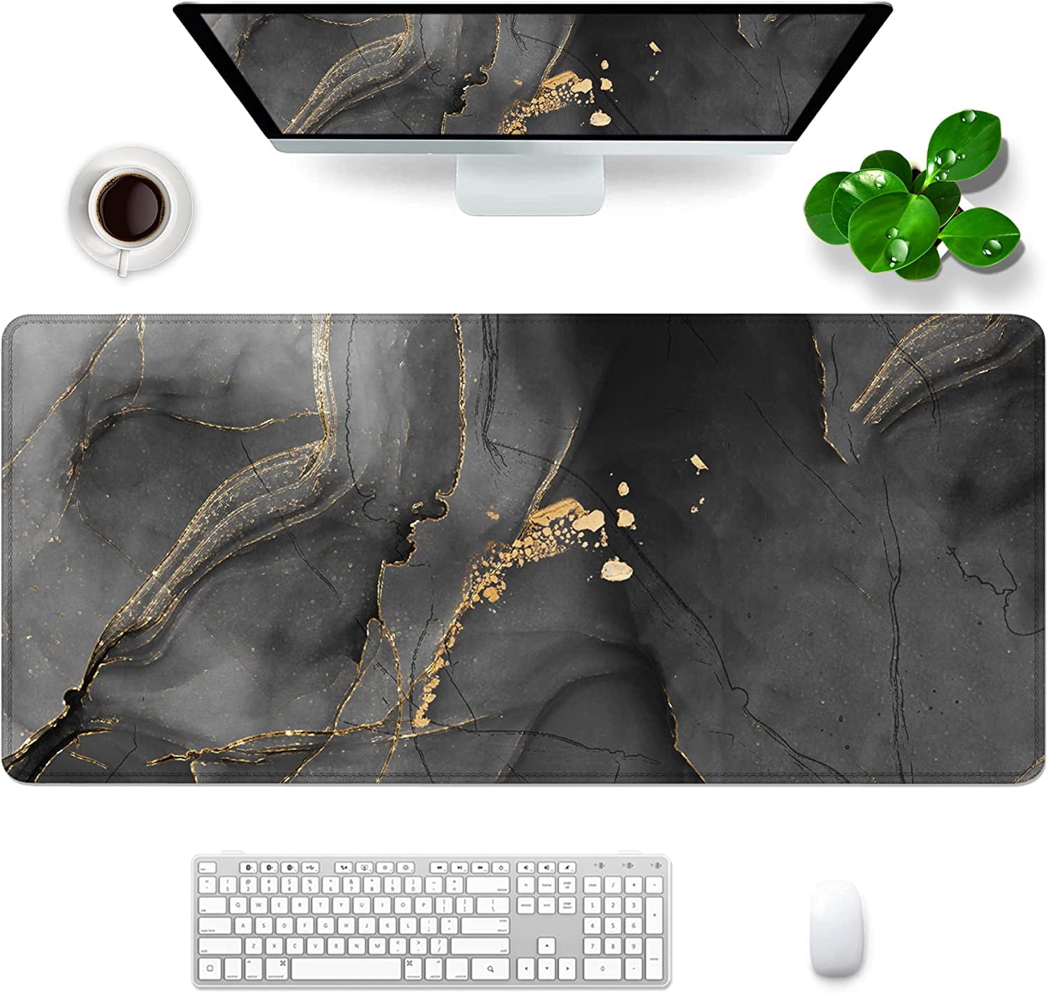 Grey Marble Mouse Pad XXL Large Mouse Pad for Desk 35x15.7x0.12 inch ...