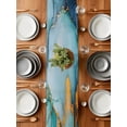Burlap Table Runner 60 Inches Long, Gold Lines Turquoise Marble Texture ...