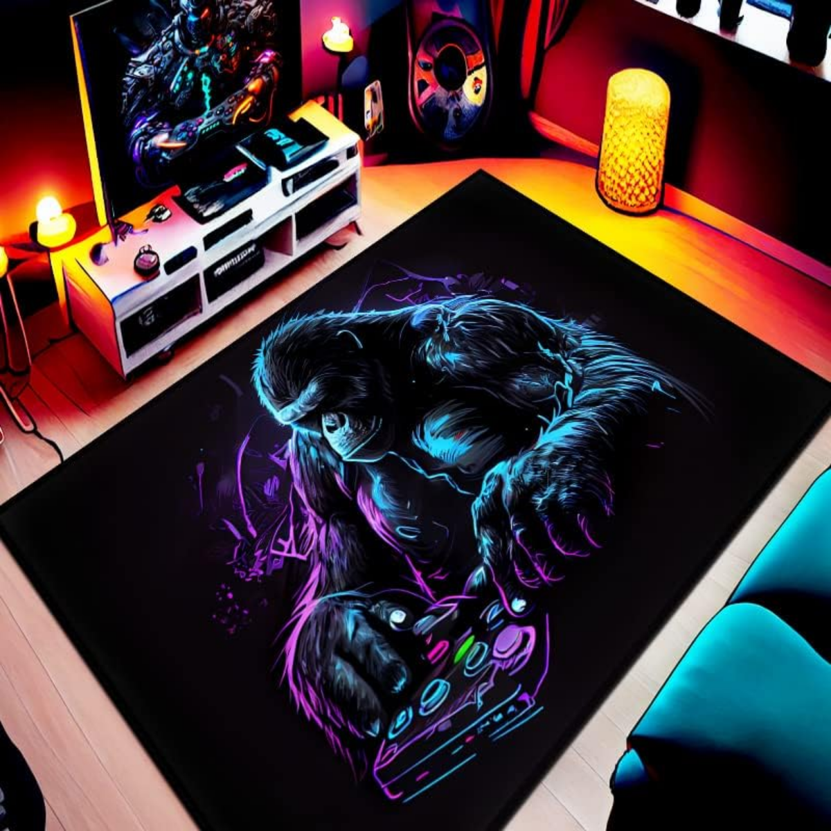 Black Gorilla Gaming Rug - Ideal for Boys' Gamer's Bedroom,Perfect for ...