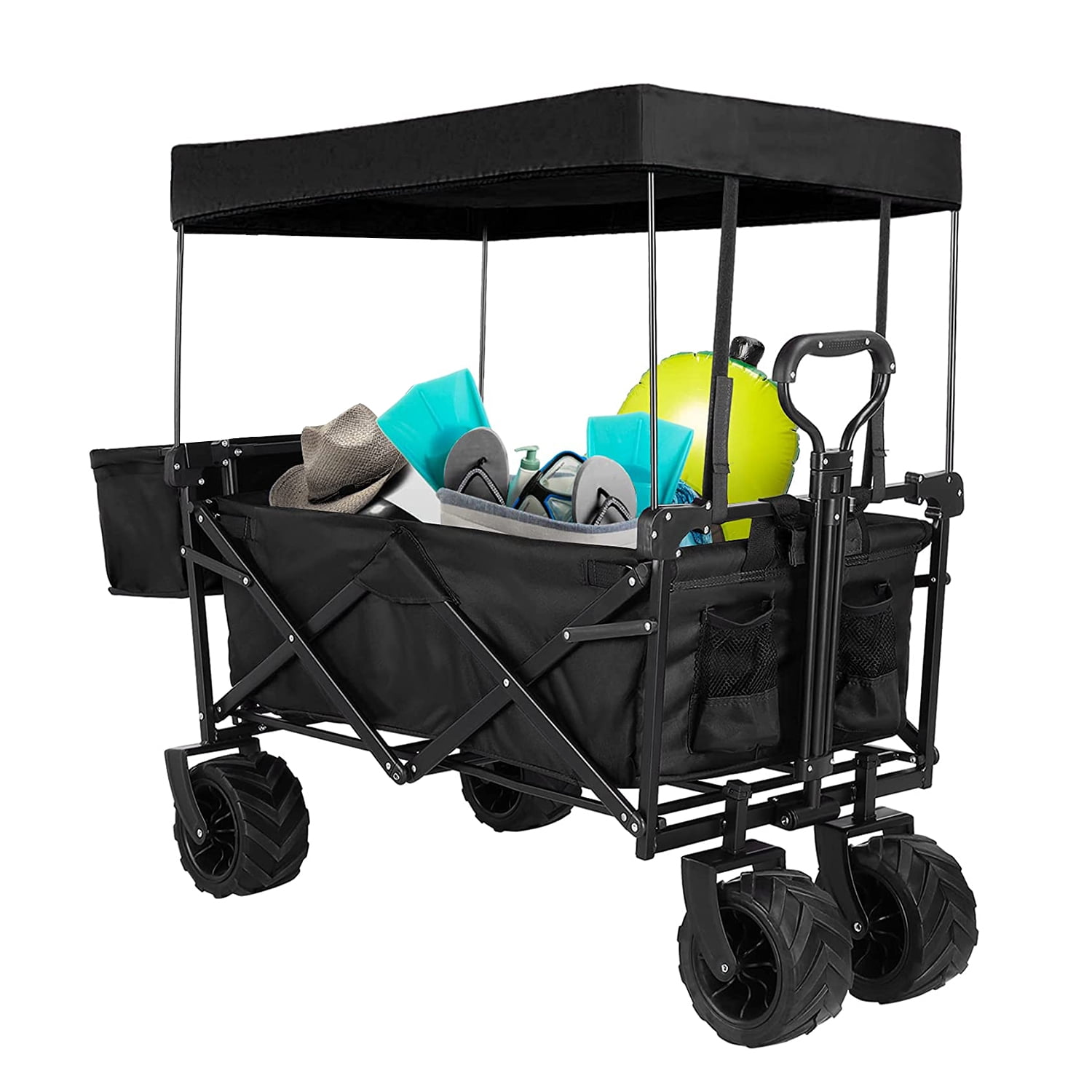 Vebreda Collapsible Wagon Cart with Removable Canopy and Wide Large All ...