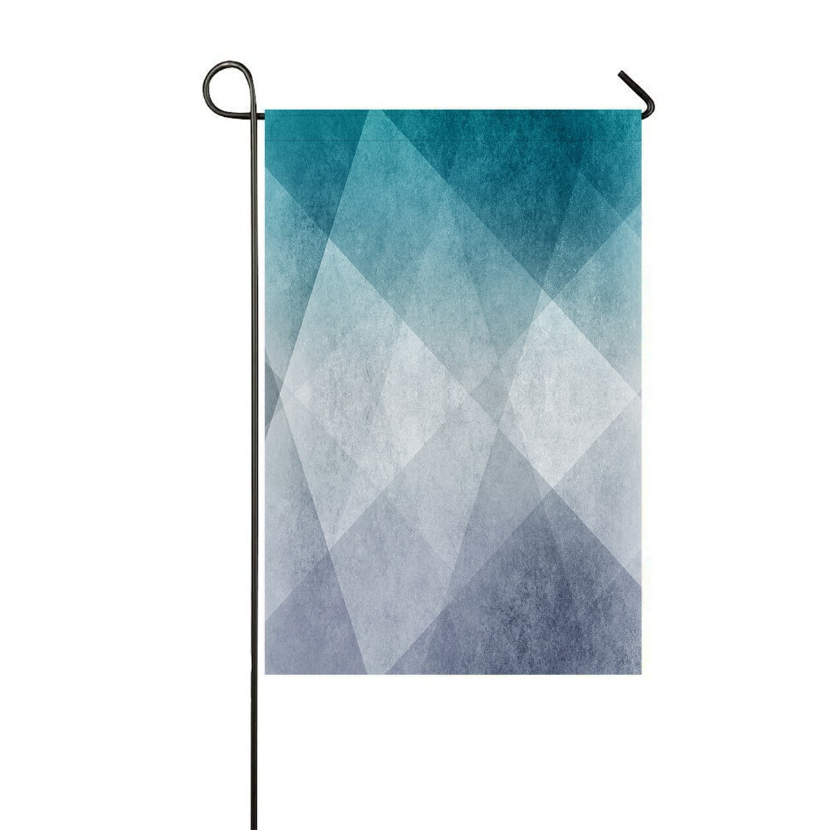 ECZJNT teal blue white pattern blocks diagonal lines Garden Flag ...