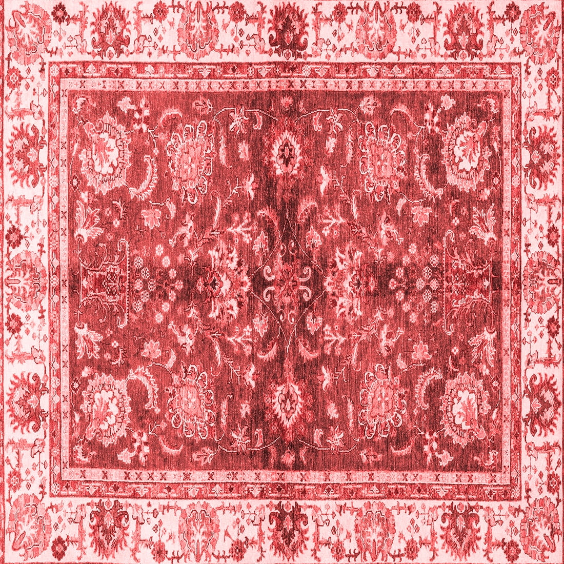 Ahgly Company Indoor Square Oriental Red Modern Area Rugs, 6' Square ...