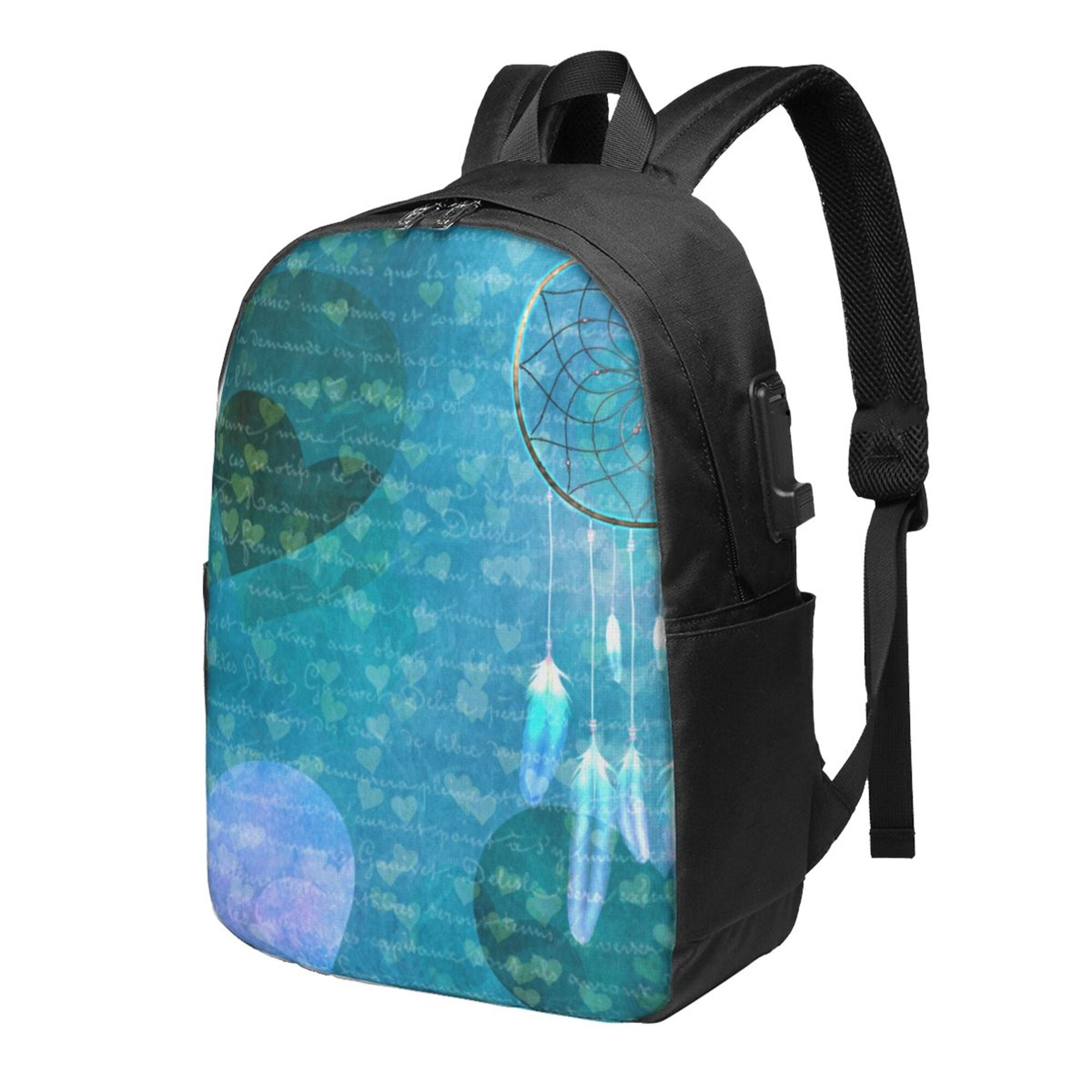 YFYANG 17" Laptop Backpack, Vintage Blue Dream Catcher Fashion Travel ...