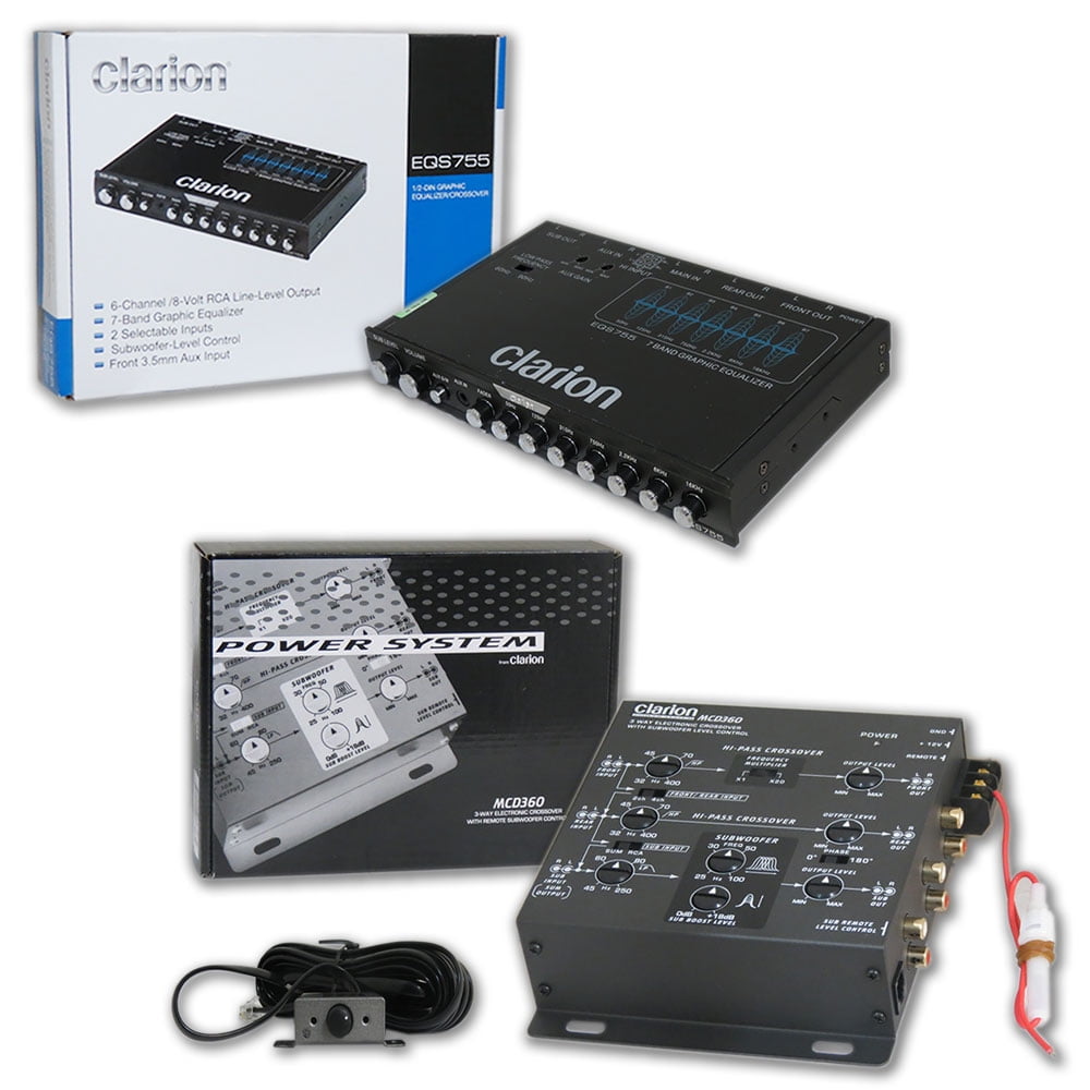 Clarion EQS755 Car 7-band Graphic Equalizer + MCD360 2/3 Way 6-channel ...