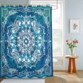 Bathroom Shower Curtain Abstract Blue Ethnic Tribal Flower Waterproof ...