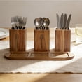 Acacia Wood Utensil Holder 13 x 4.5 x 4.7 in 3-Section Countertop Caddy ...
