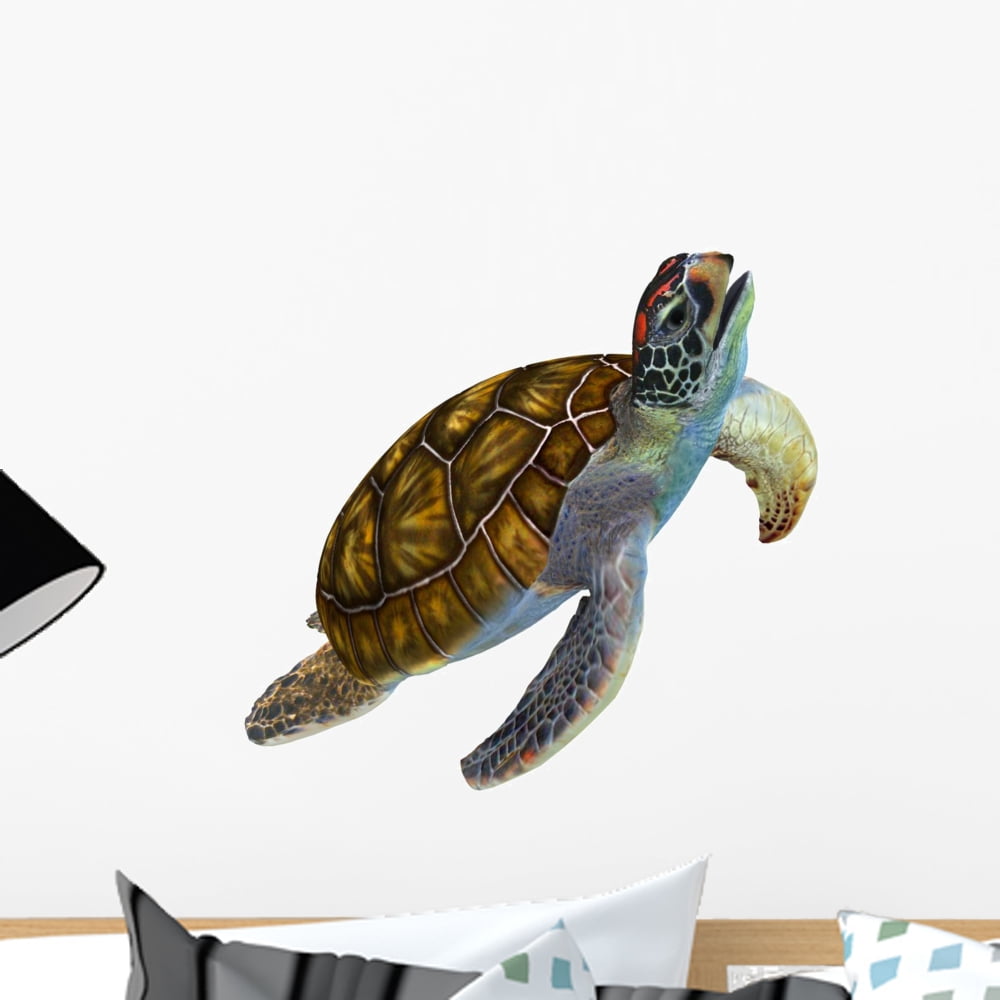 Green Sea Turtle Profile Wall Mural Decal Sticker, Wallmonkeys Peel ...