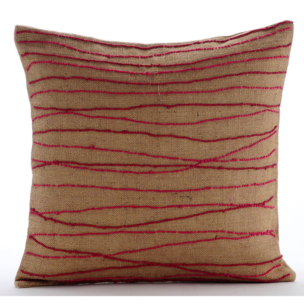 Pillow Cases, Red Pillow Shams, Red Jute Embroidered Pillow Shams ...