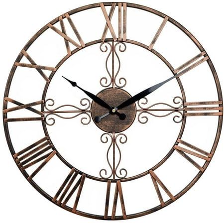 XBRW 18 inch Large Roman Numeral Wall Clock, Indoor Outdoor Patio ...