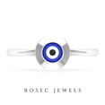 Black, White and Blue Enameled Evil Eye Ring for Women, 14K White Gold ...