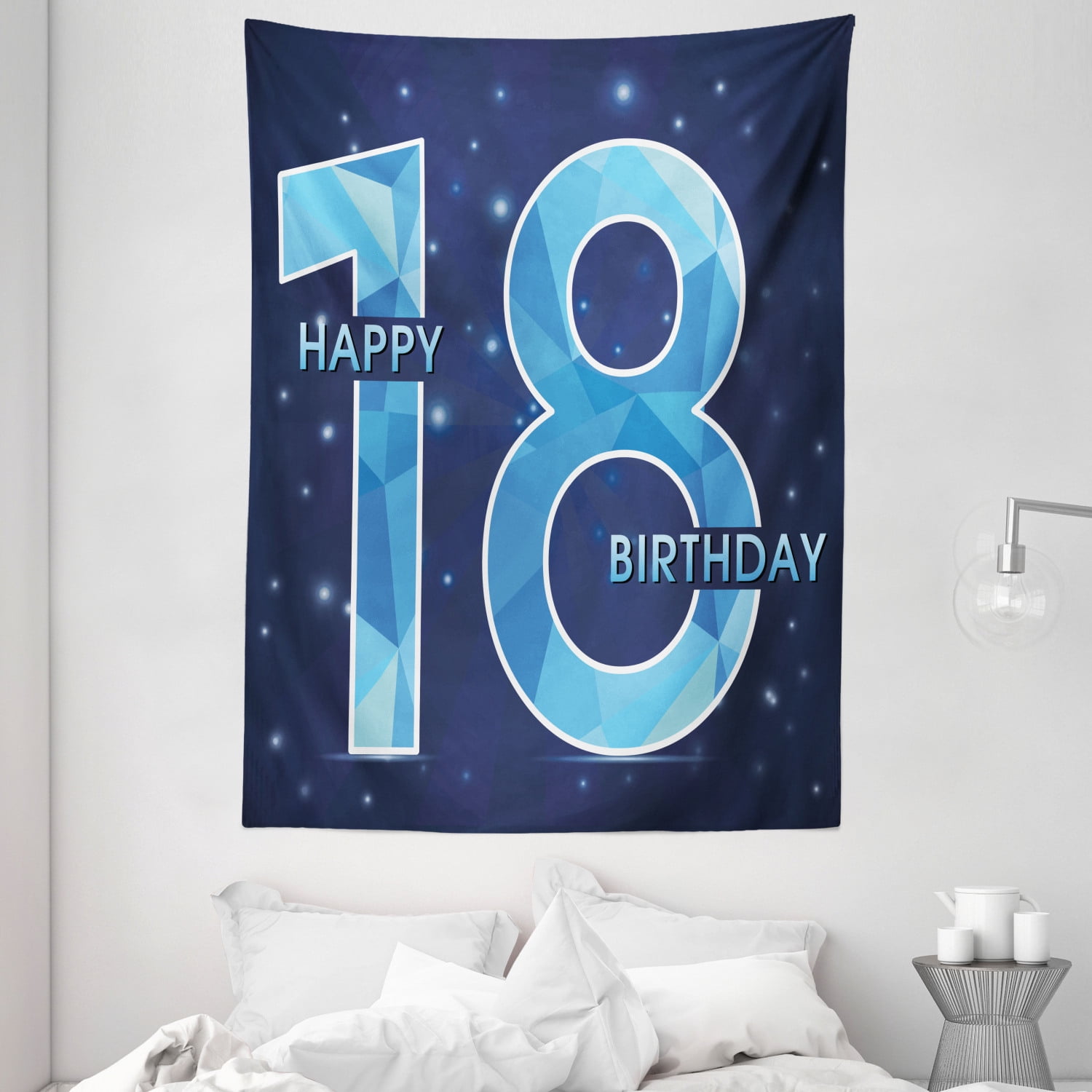 18th Birthday Decoration Tapestry, 18 Years Birthday with Galaxy Star ...