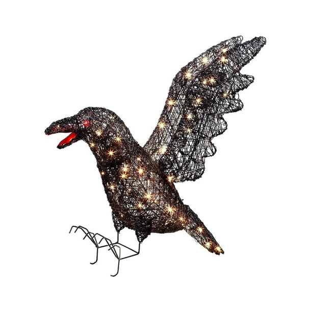 Home Accents 30 Inch Grapevine Crow Halloween Lighted Tinsel Yard ...