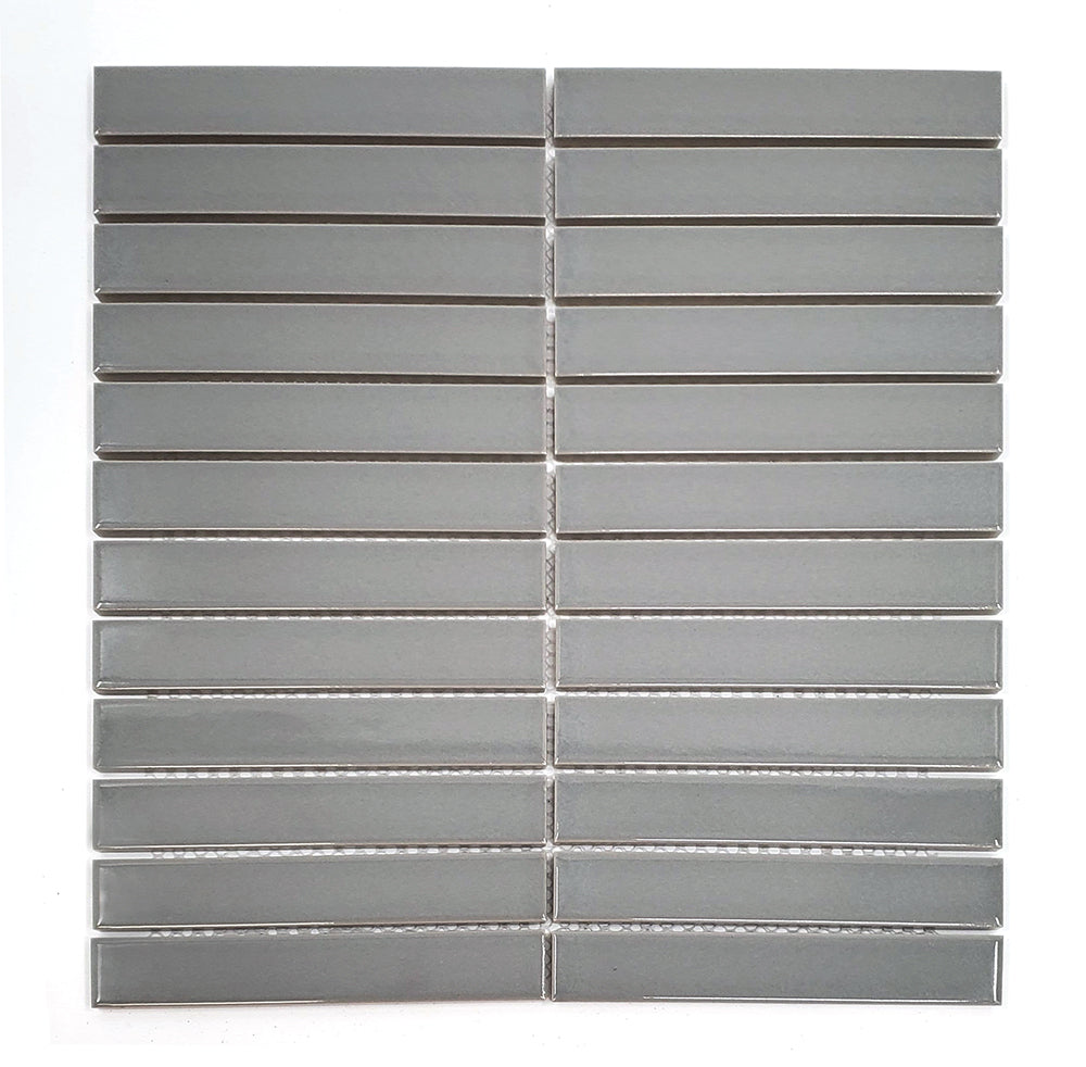 Gio Gray Glossy 1" X 6" Stacked Linear Porcelain Mosaic Tile - Walmart.com