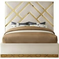 Meridian Furniture Vector Solid Wood and Velvet King Bed in Cream ...