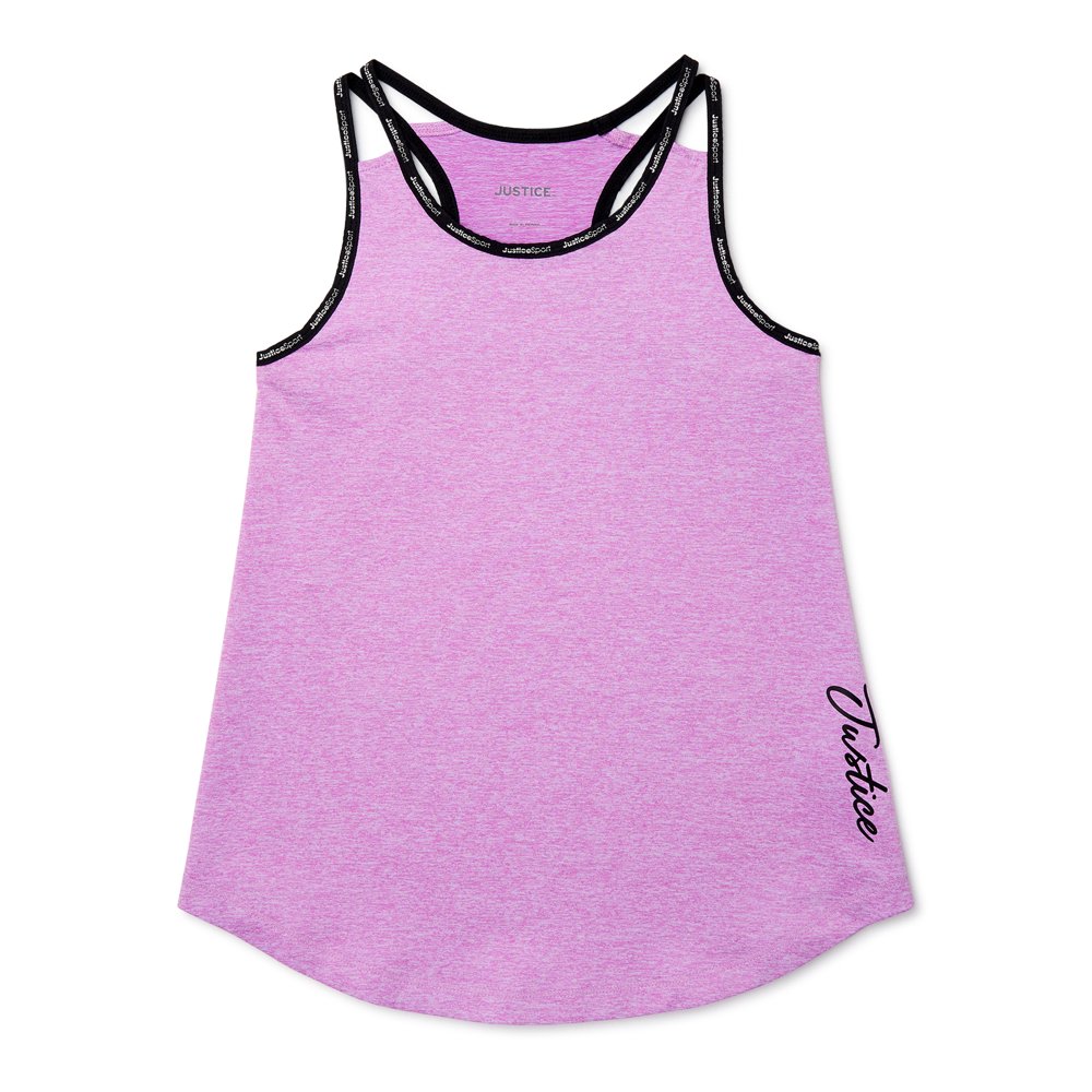 Justice - Justice Girls Racerback Graphic Active Tank Top, Sizes 5-18 ...